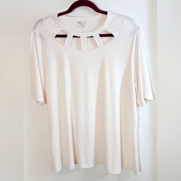 Cato | Tops | Cato White Cutout Blouse Relaxed Fit | Poshmark